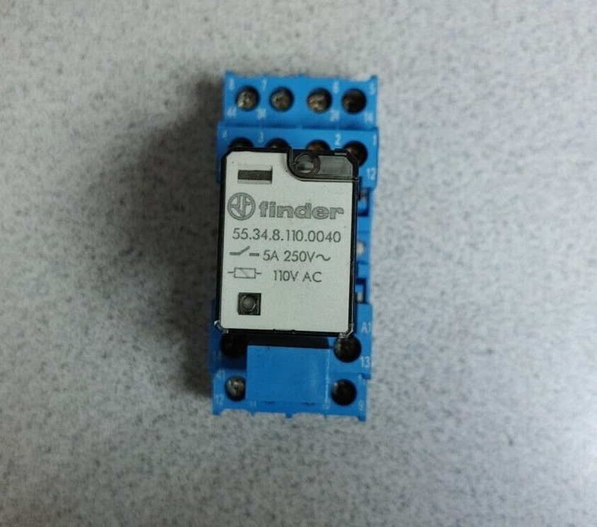 FINDER ICE CUBE RELAY 55.34.8.110.0040 110VAC 5A 250V w/ TYPE 94.44.1 ...