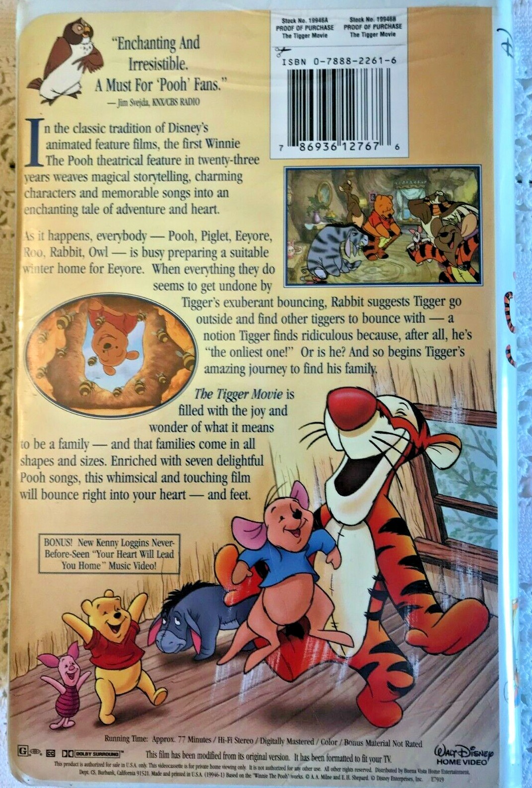 Disney's The Tigger Movie (VHS, Disney, Color Animation, Clam Shell) G ...