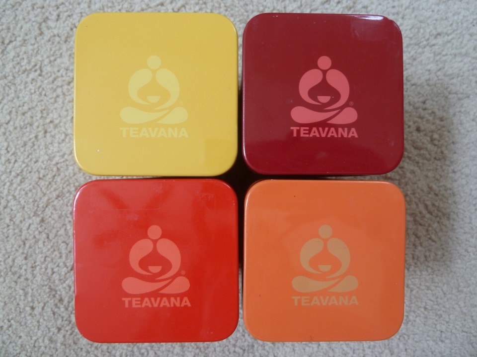 TEAVANA Airtight Tea Tins Set of Four Fall Colors - EMPTY Very Clean | eBay