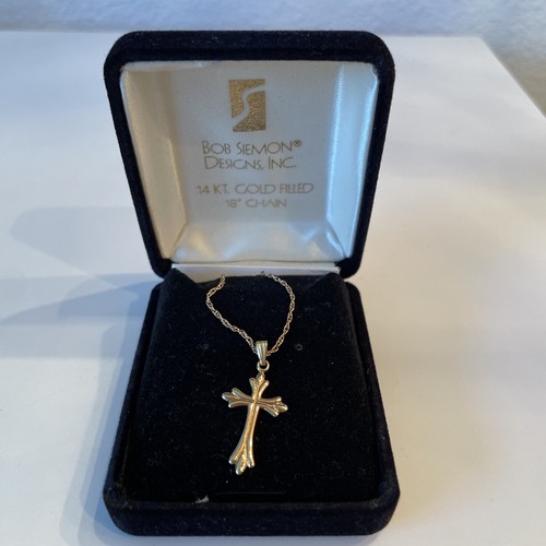Bob Siemon 14K Gold Filled Cross Necklace Religious Jewelry 18” Chain ...