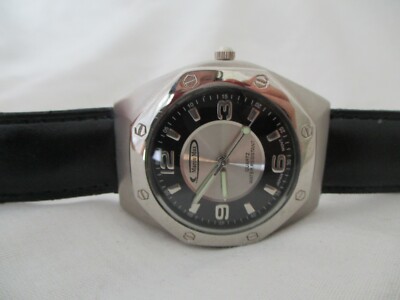 Marco Max Watch Black Buckle Band Silver Toned Round Face Water Resist ...