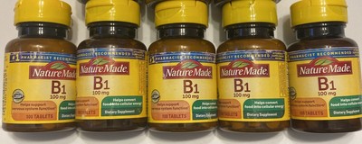 5-Nature Made 100mg VITAMIN B1 Nervous System Function 500Tabs 3/25-1/ ...