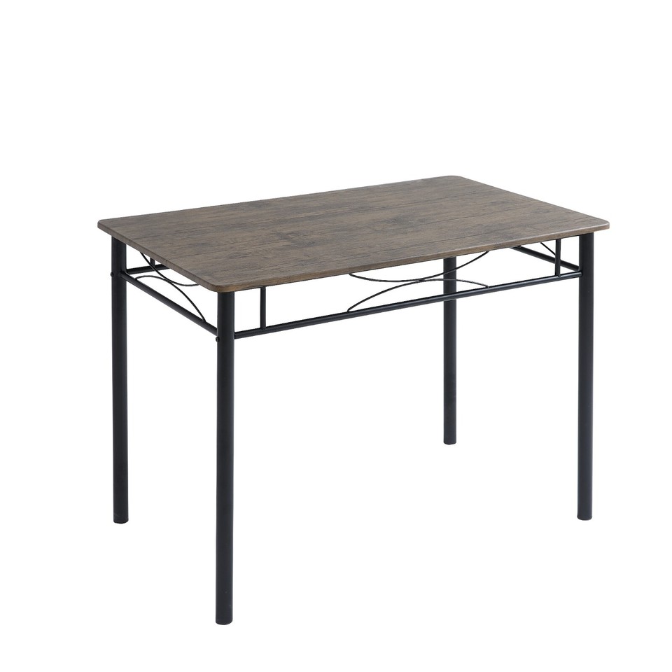 Dining Table and Chairs Set Metal Wood Effect Table Dining Set 4 Chairs ...