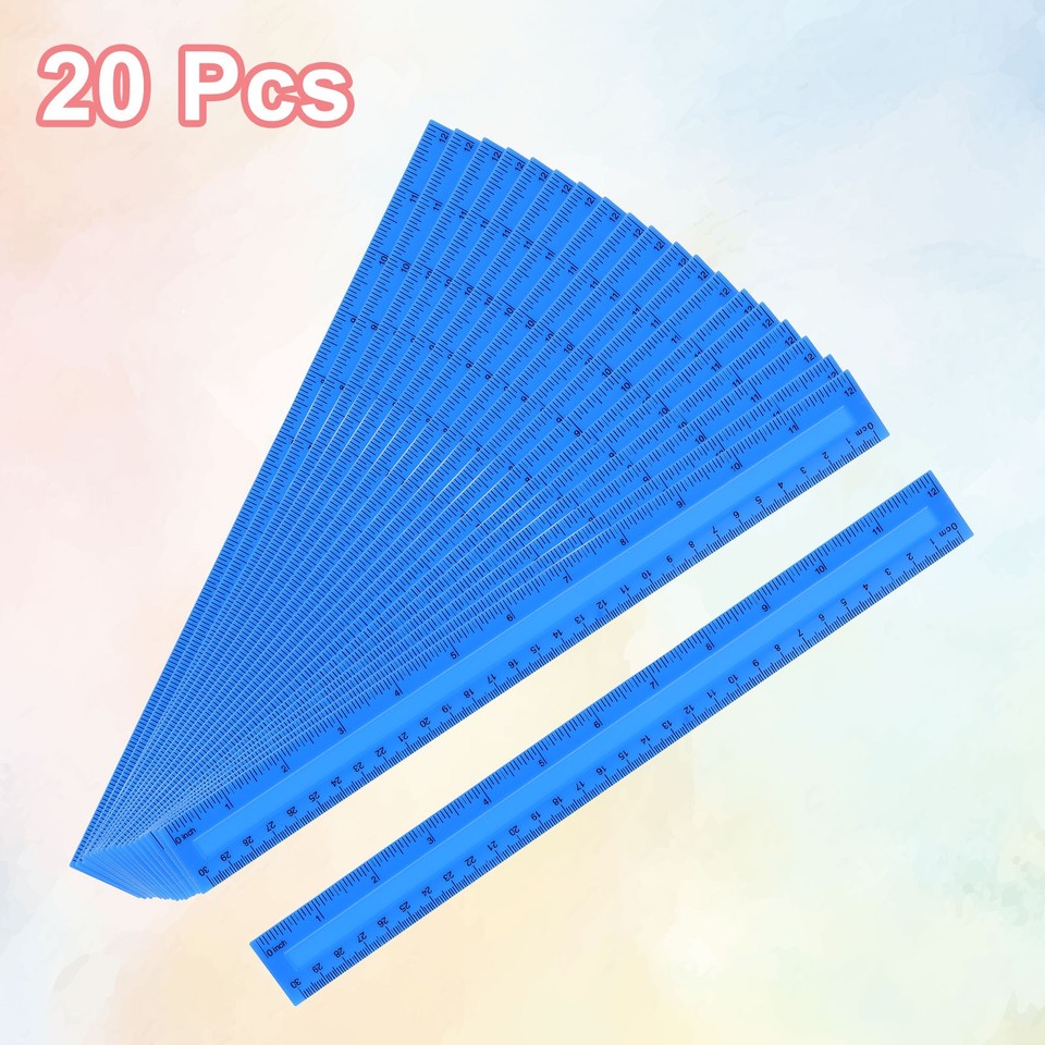 20pcs Plastic Rulers 12" (30cm) Clear Straight Ruler, Blue | eBay