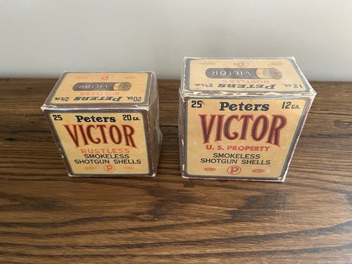 2 Peters Victor Rustless Shot Shell Box’s 20 & 12 Gauge Empty Vintage ...