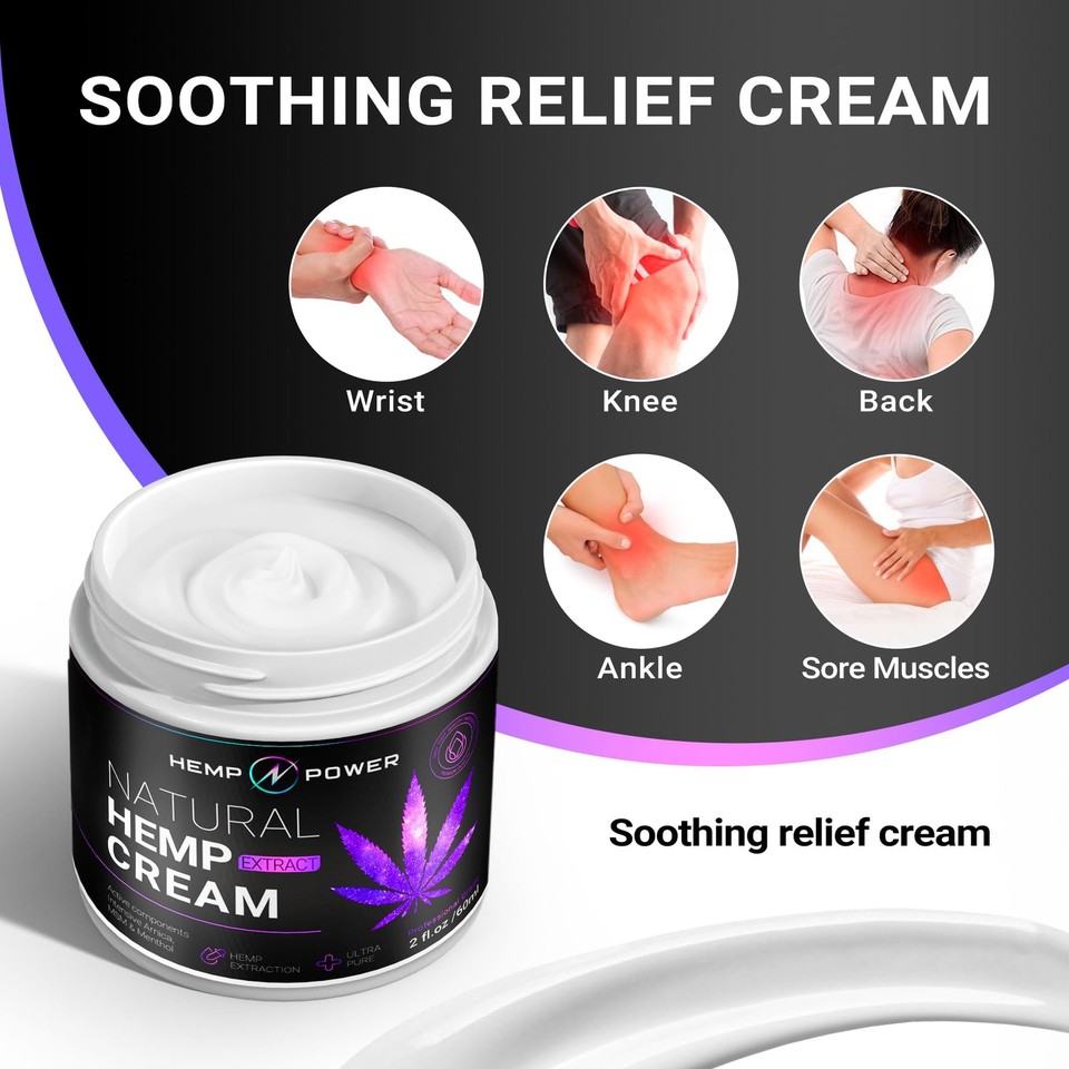 Hemp Power Joint Muscle Relief Cream, with Hemp, Menthol, MSM Arnica ...