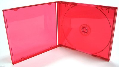 100 NEW TRANPARENT TINTED RED 10.4mm CD SINGLE JEWEL CASES W/RED TRAY ...