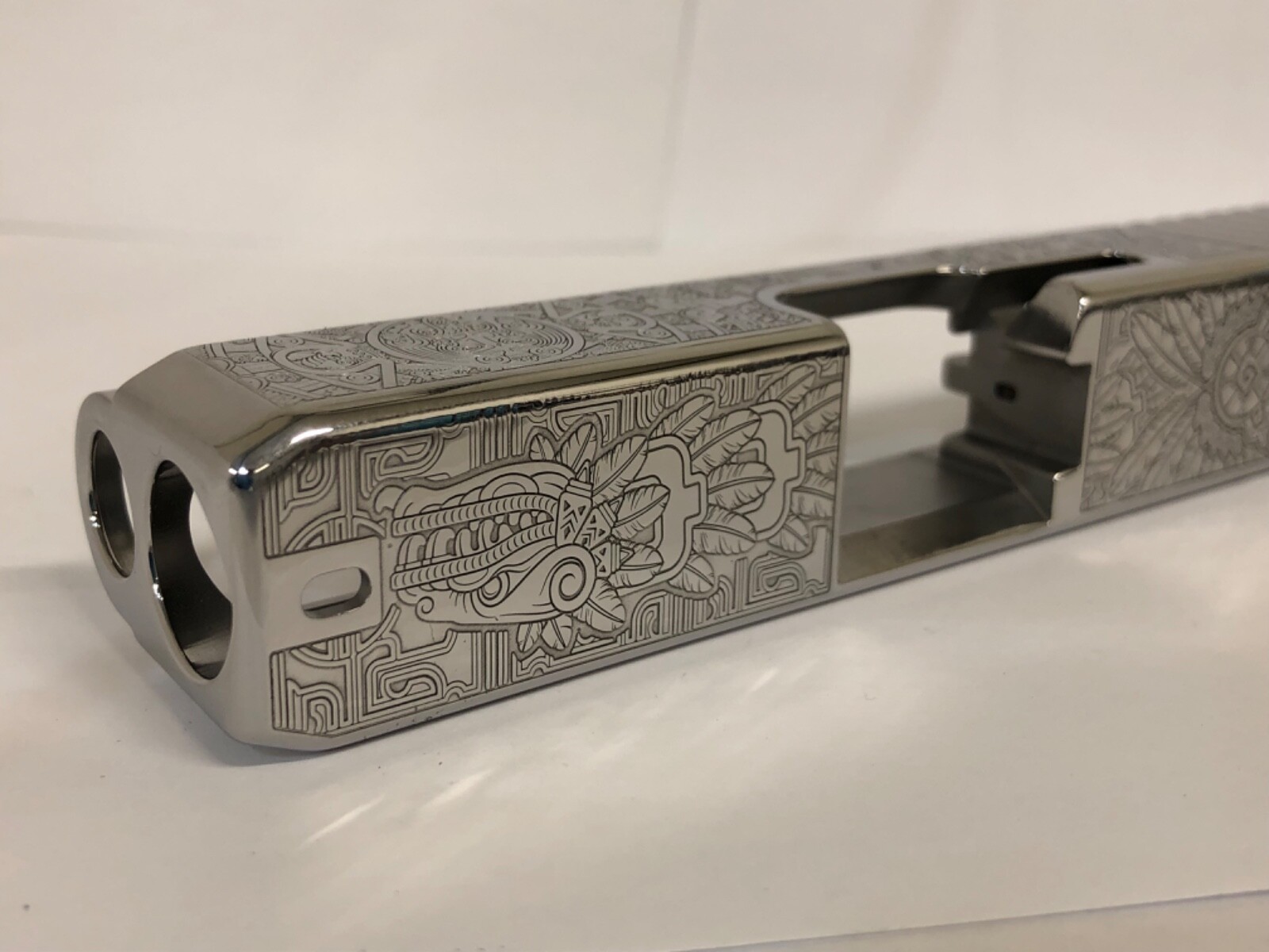 DEEP Laser engraved mirror polished glock 26 Slide gen 3 Aztec calendar ...