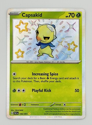 Capsakid 106/091 - Pokemon TCG Paldean Fates (2024) - NM - Shiny Holo ...