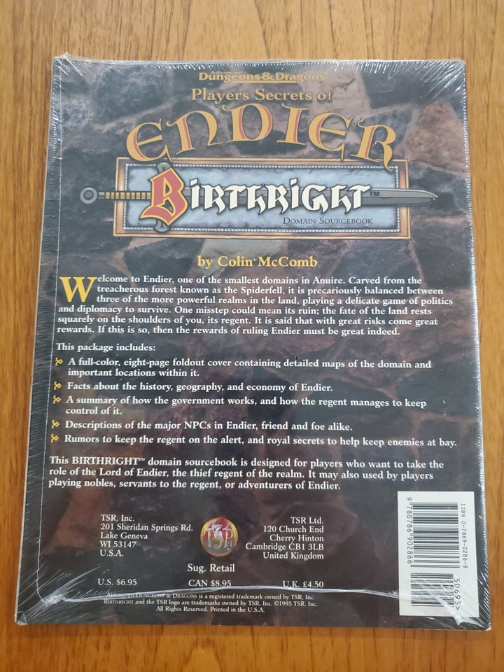 Endier Domain Pack : Birthright: Legacy of Kings Accessory by TSR Inc ...