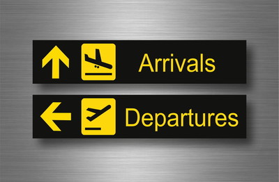 Sticker airport arrivals departures airport sign plane wall fridge ...