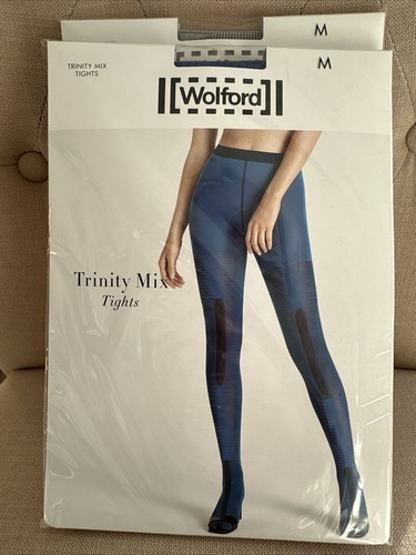 Wolford 14725 Trinity Mix Tights Electric Blue/Black Or Ash/Black | eBay