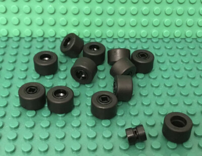 Lego 12 Tire 14mm D. X 9mm Smooth Small Wide Slick With Black Wheel ...