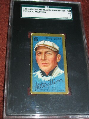 1911 T205 AL MATTERN SGC 40 VG 3 ~ American Beauty Back ~Boston ...