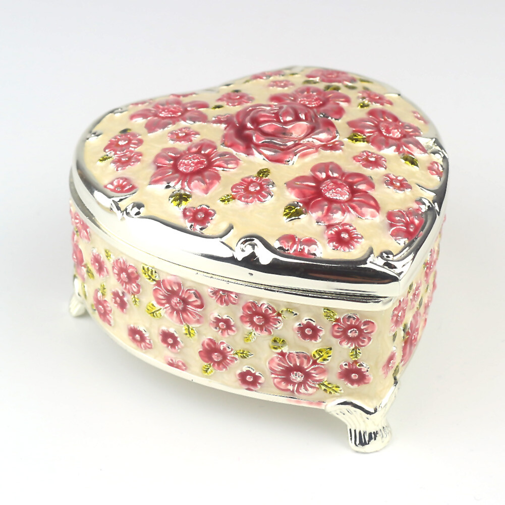 ANNIE'S SONG ♫ WHITE TIN ALLOY HEART PINK ROSE MUSIC BOX | eBay