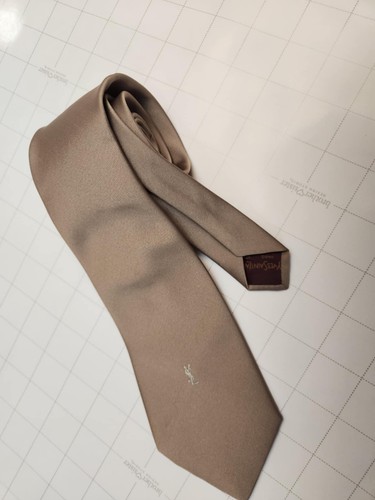 Yves Saint Laurent YSL Logo Monogram Neck Tie Tan/Beige Color 56" | eBay