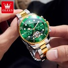 Automatic Mechanical Waterproof Watch Men's OLEVS Luxury Men Date Strap ...