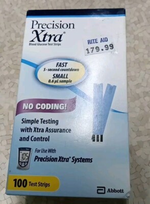 Abbott 100 Precision Xtra Blood Glucose Test Strips Exp 2024 | eBay