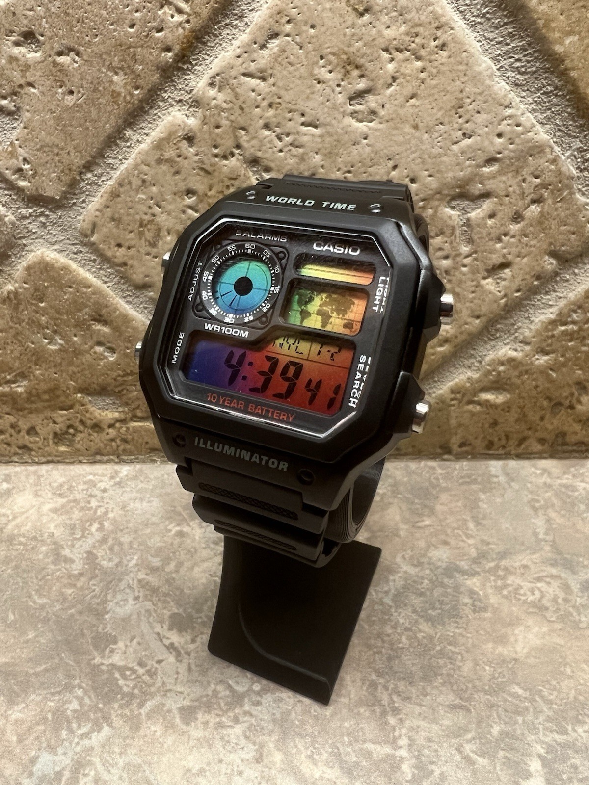 Custom Black Casio AE1200WH Rainbow Screen Mod | eBay