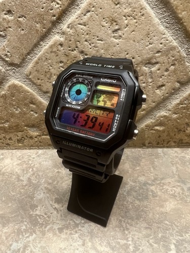 Custom Black Casio AE1200WH Rainbow Screen Mod | eBay