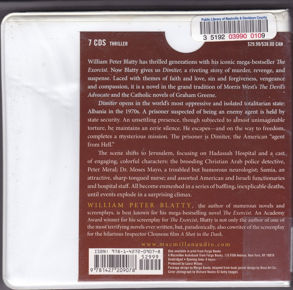 Dimiter by William Peter Blatty (2010, CD, Unabridged) Murder Suspense ...
