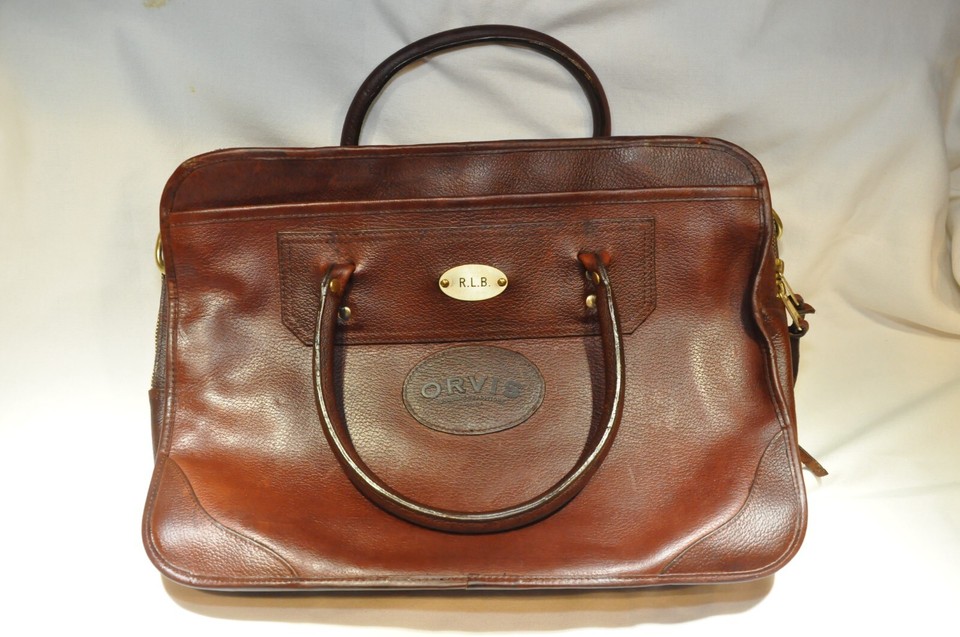 ORVIS Bullhide Leather Briefcase Messenger Carry-On Bags - NO SHOULDER ...