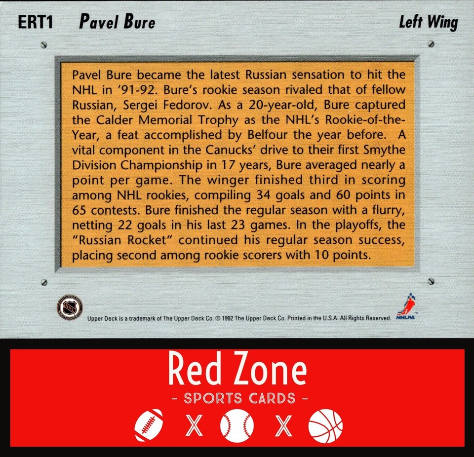 1992-93 Upper Deck - #ERT1 Pavel Bure NM/NM+ | eBay