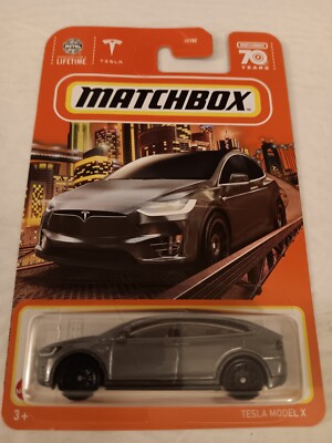 Matchbox 2023 #90 Dk. Silver Tesla Model X Electric Vehicle MBX Metro ...