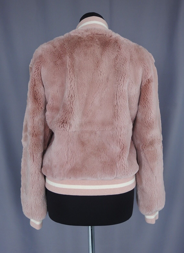 Elizabeth & James Ellington Rabbit Fur Rib Trim Bomber Jacket In Dahlia ...