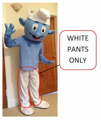 Smurfs WHITE PANTS Mascot Costume Part Adult Birthday Girl Boy Party ...