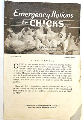 Emergency Rations for Chicks Booklet 1942 Special Circular | eBay