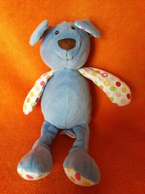 MOTHERCARE BLUE PUPPY SOFT TOY COMFORTER DOG RATTLE DOUDOU | eBay