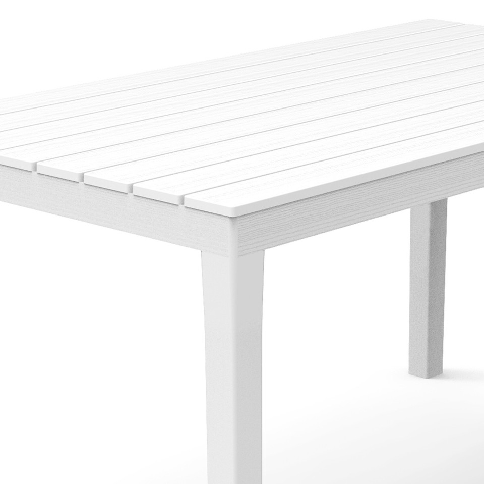 Large White Rectangle Garden Slatted Plastic Table Patio Deck Outdoor ...