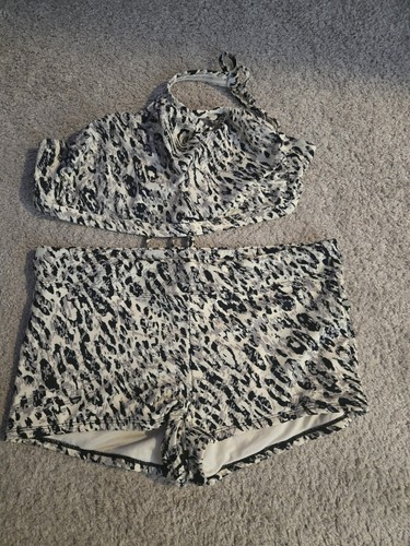 Womens Leopard Print High Neck One Piece Swimsuit Size Large L | eBay