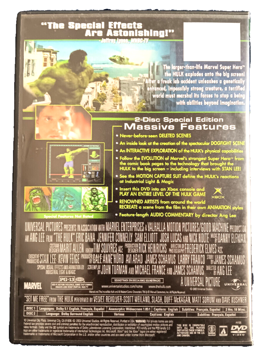 Hulk (2 Disc Full Screen Special Edition) DVD 25192307522| eBay