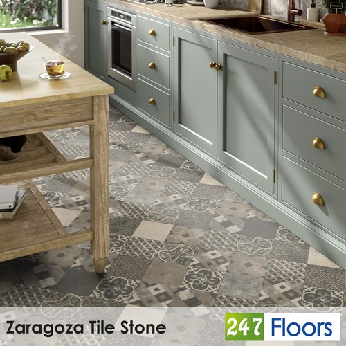 Zaragoza Tile Stone Goliath 450 Vinyl Flooring 4.5mm Extra Thick Lino ...