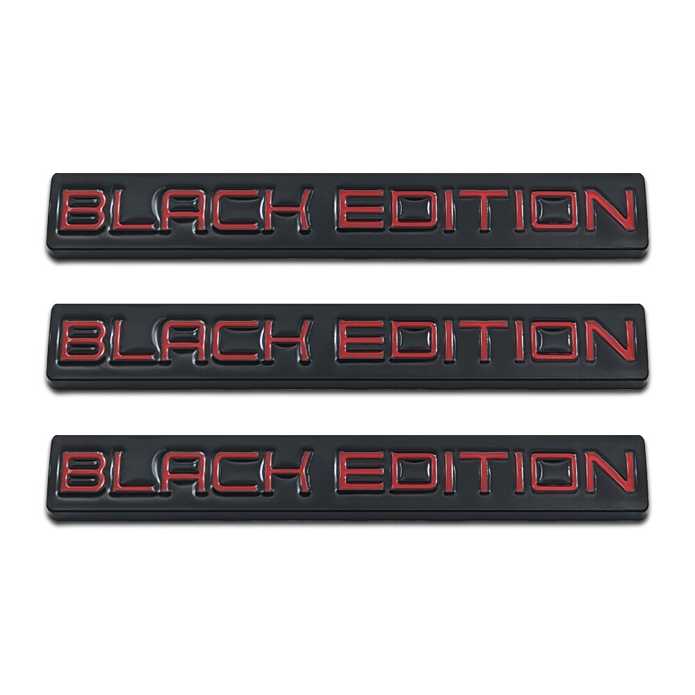 3Pcs Black Metal Red Coated Black Edition Logo Fender Trunk Emblem ...