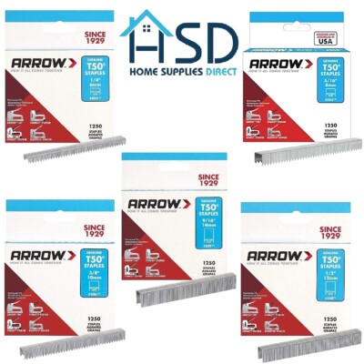 Arrow Staples JT21 T25 T50 All Sizes 6mm 8mm 10mm 11mm 14mm Stapler ...