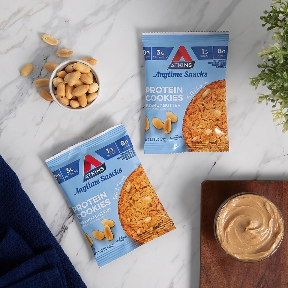 Atkins Peanut Butter Protein Cookie, Protein Dessert, Rich in Fiber, 3G ...