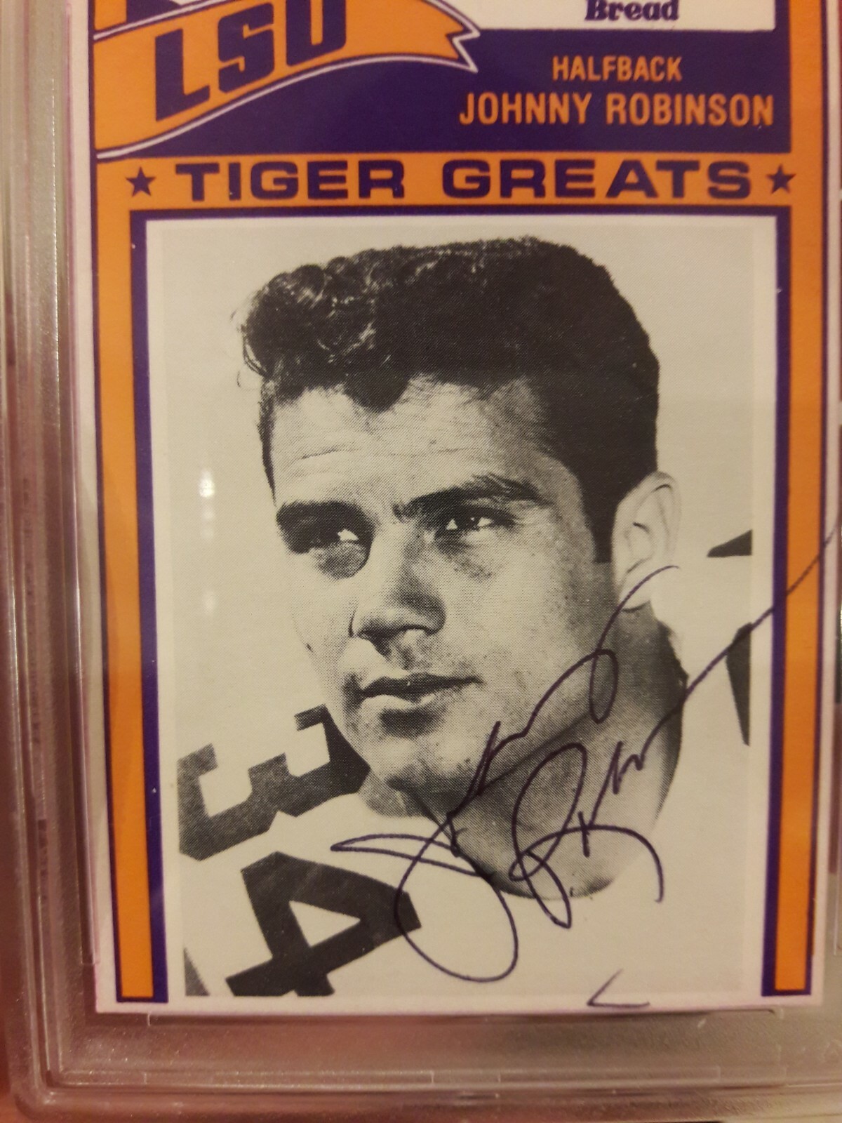 JOHNNY ROBINSON SIGNED LSU TIGERS 1983 SUNBEAM BREAD FOOTBALL CARD PSA ...