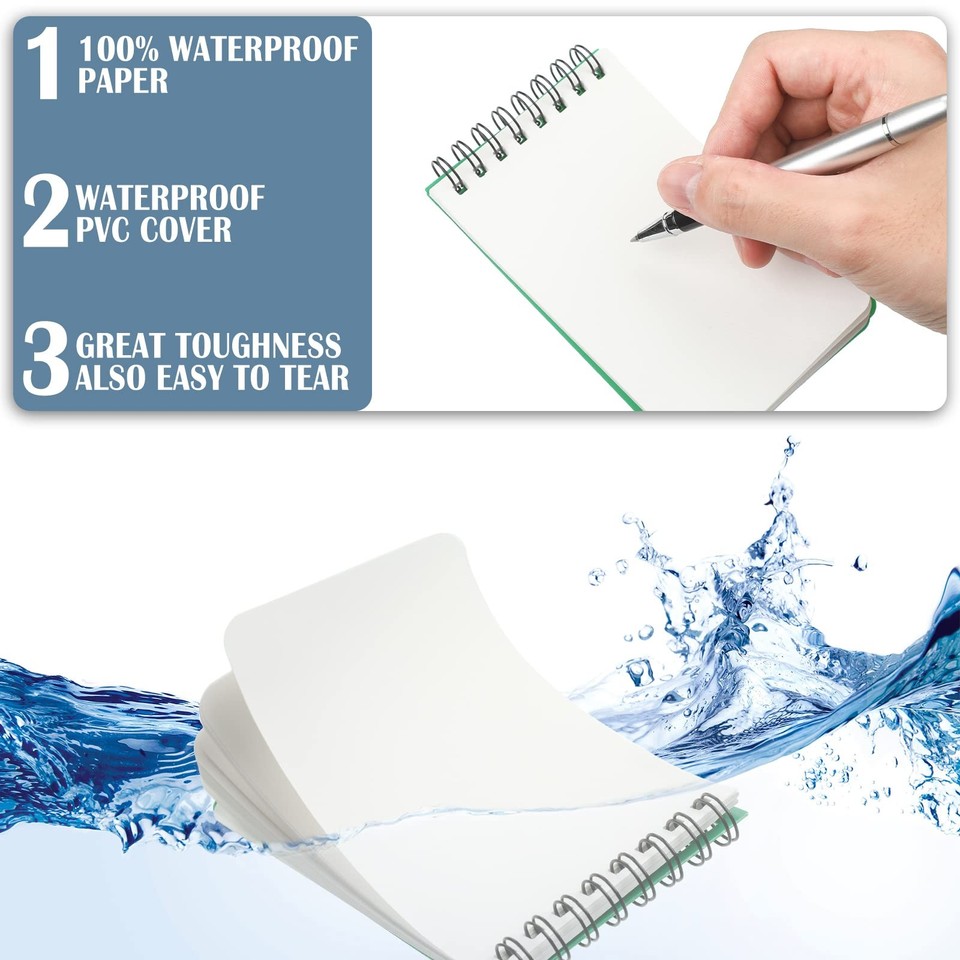 16 Pcs Waterproof Pocket Notebook 3 x 5 Small Notepads All Weather ...