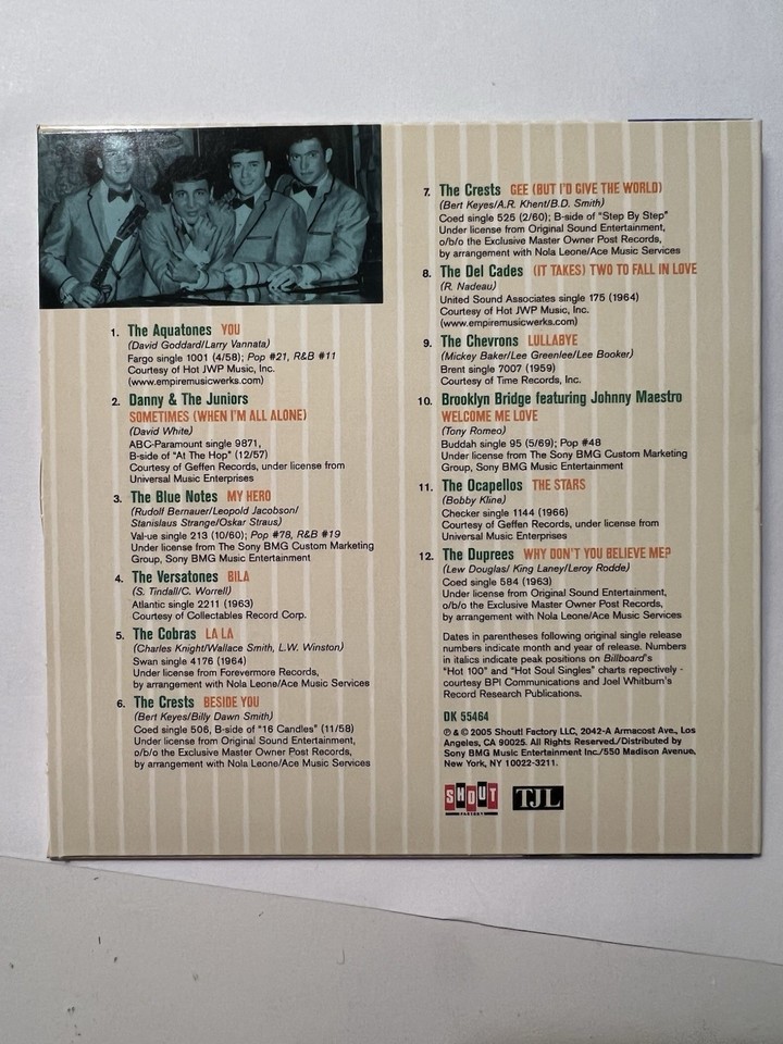 Doo Wop CD Box Set Vocal Group Greats 3 Discs Plus Bonus Disc 72 Songs ...
