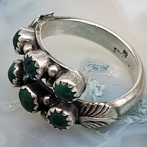 VTG Richard Begay Snake Eyes Malachite Bypass Ring Sterling Silver Size ...