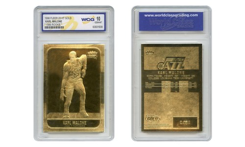 KARL MALONE 1986 Fleer ROOKIE 23KT Gold '98 Card Sculptured - Graded ...