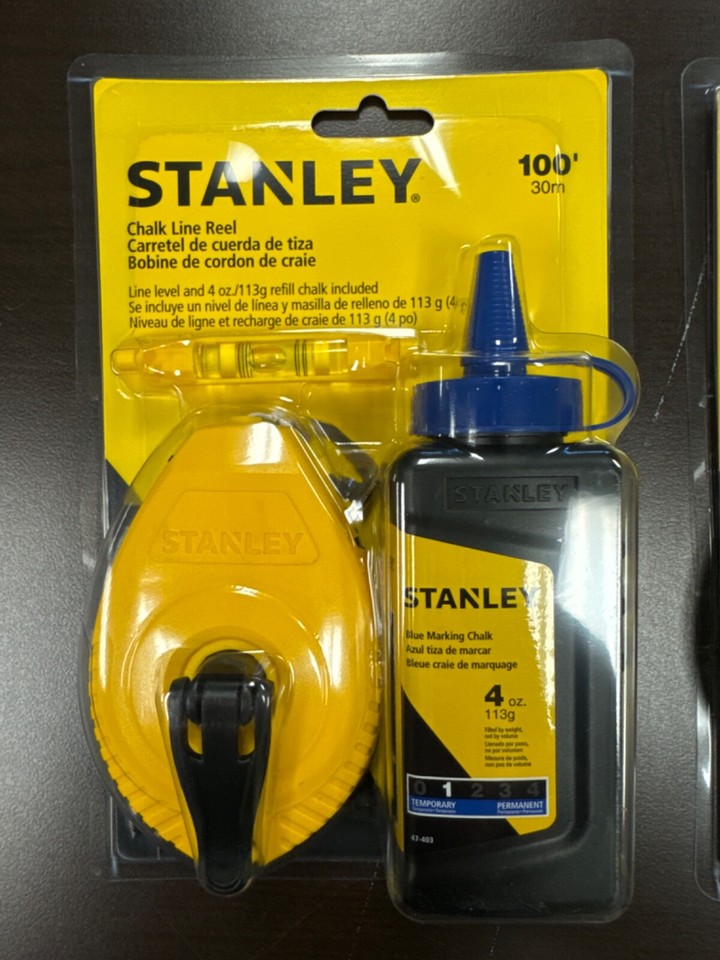 2 Pack Stanley 47-443 100' Chalk Line Reel & Chalk Set New | eBay