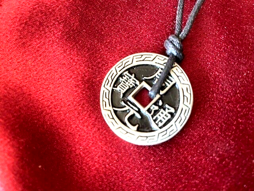 Chinese good fortune coin lucky charm necklace...w/gift box...stylish ...