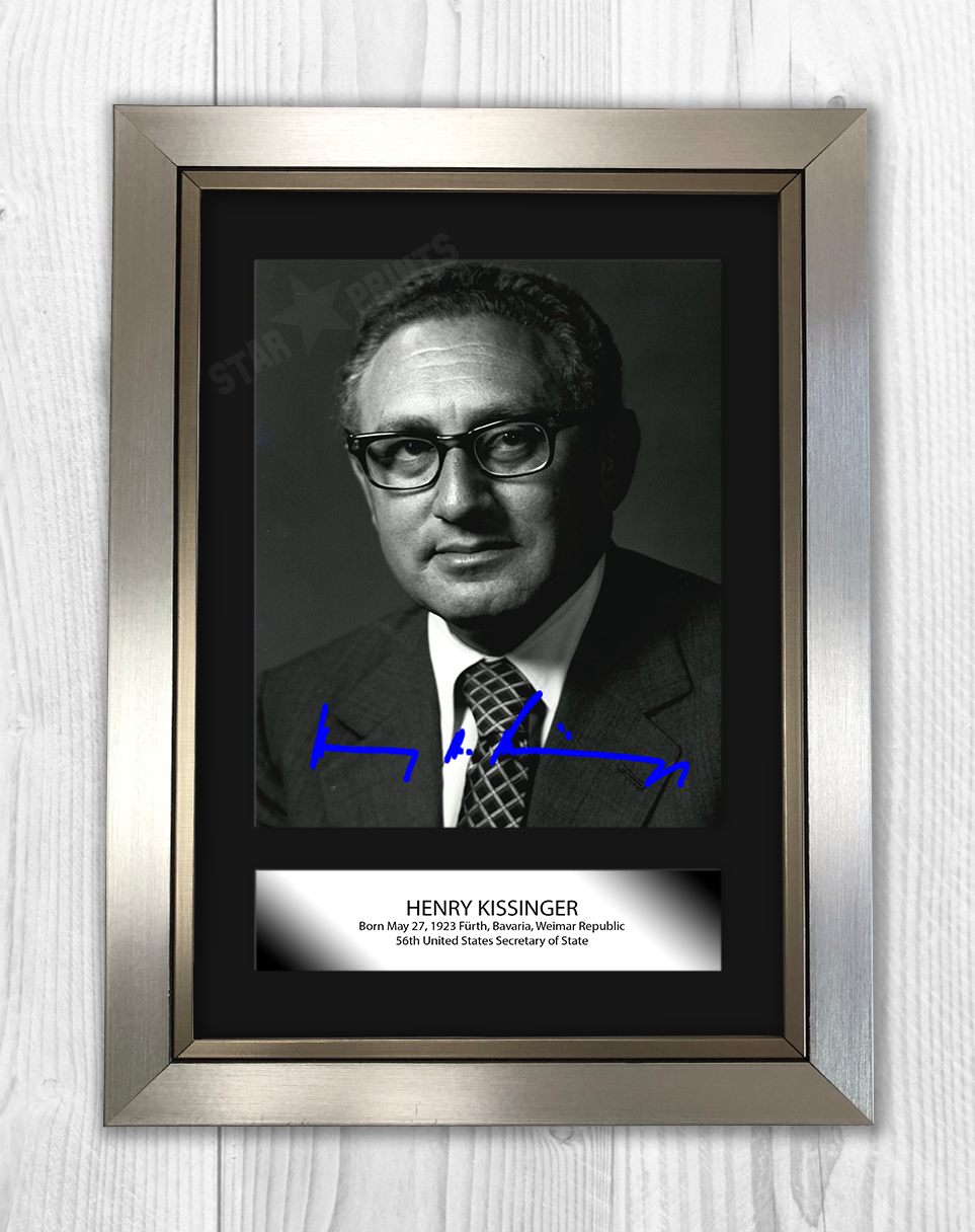 Henry Kissinger A4 signed mounted photograph poster. Choice of frame ...