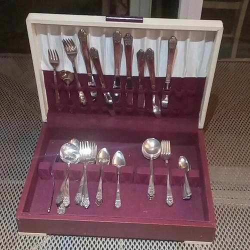 Vintage 1960's Silverware ROGERS Korea Stainless 44 pc with box | eBay