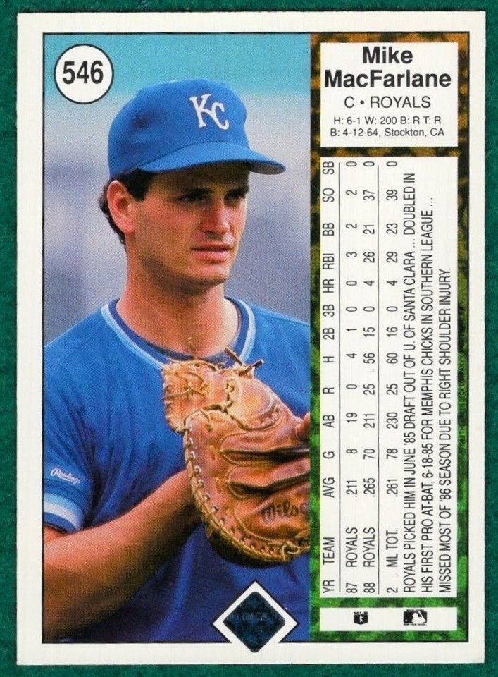 Mike MacFarlane - 1989 Upper Deck #546 - Kansas City Royals Baseball ...