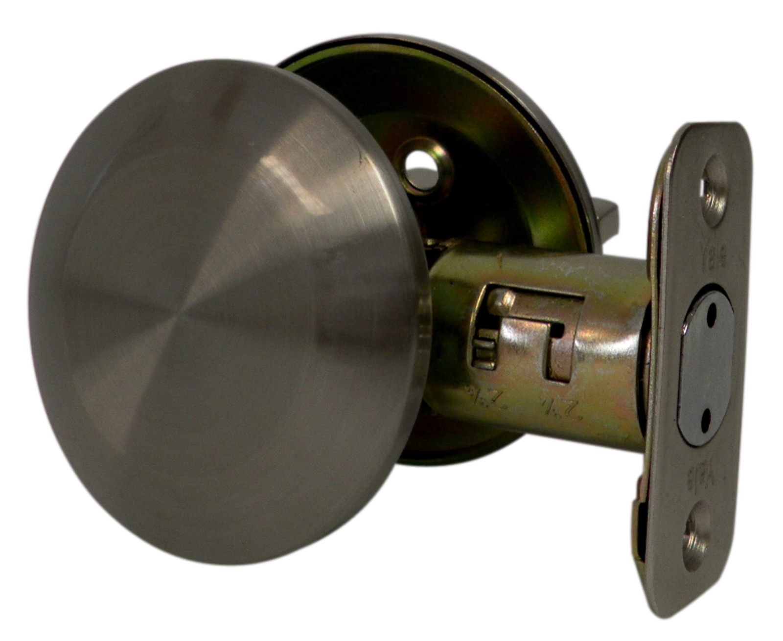 Yale YR860E DB Satin Nickel-Polished Lopsided w/ Panel Round Deadbolt ...